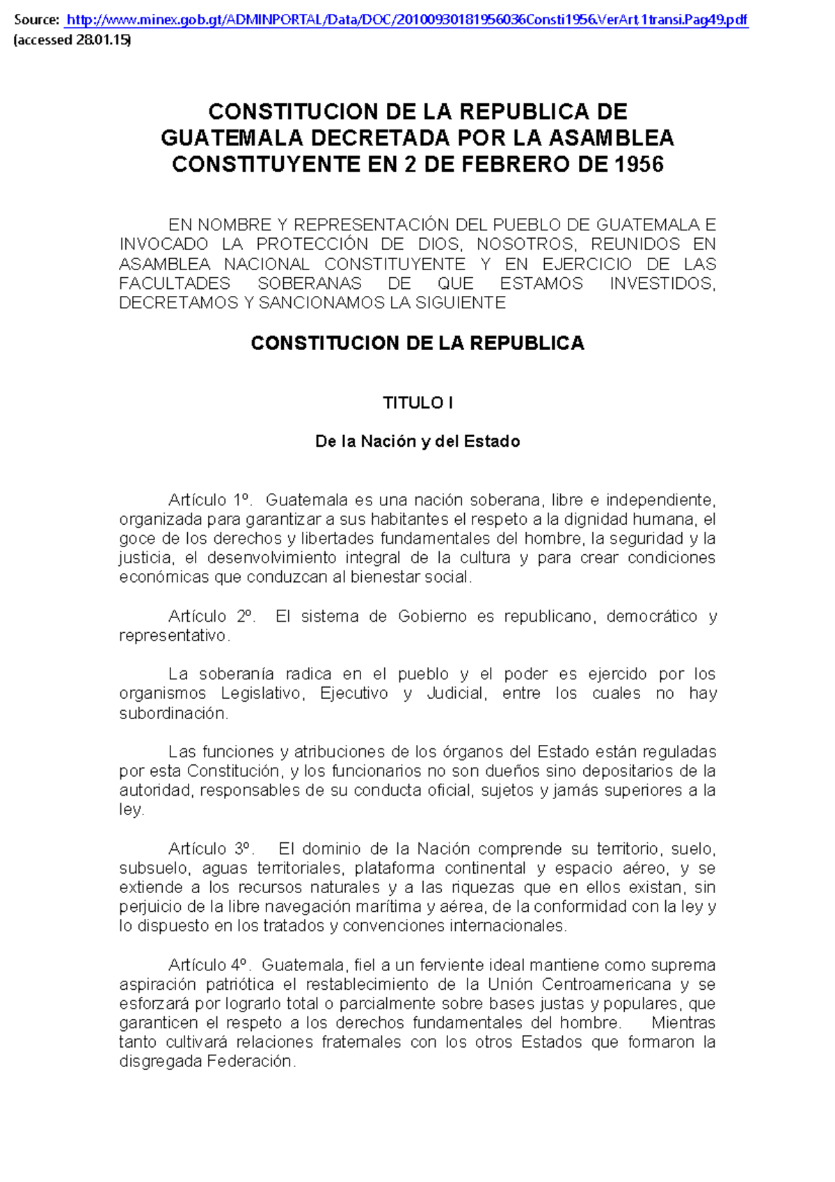 GU Constitution 1956 as enacted Original Language - CONSTITUCION DE LA ...