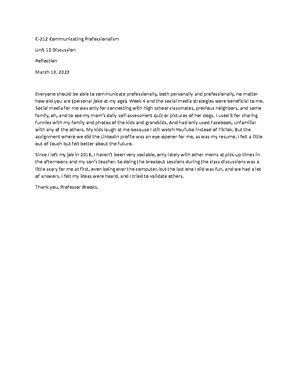 CS 212 Unit 9 - Professional Communication in a Team Scenario - Professional Communication in a ...