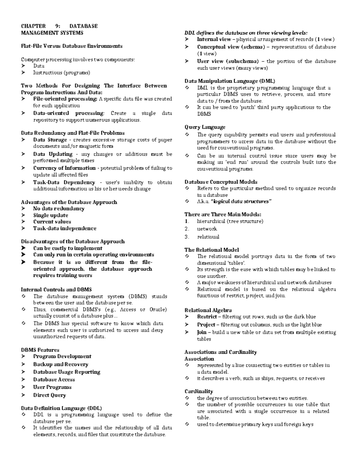 Database Management System-Group 8 - CHAPTER 9: DATABASE MANAGEMENT ...