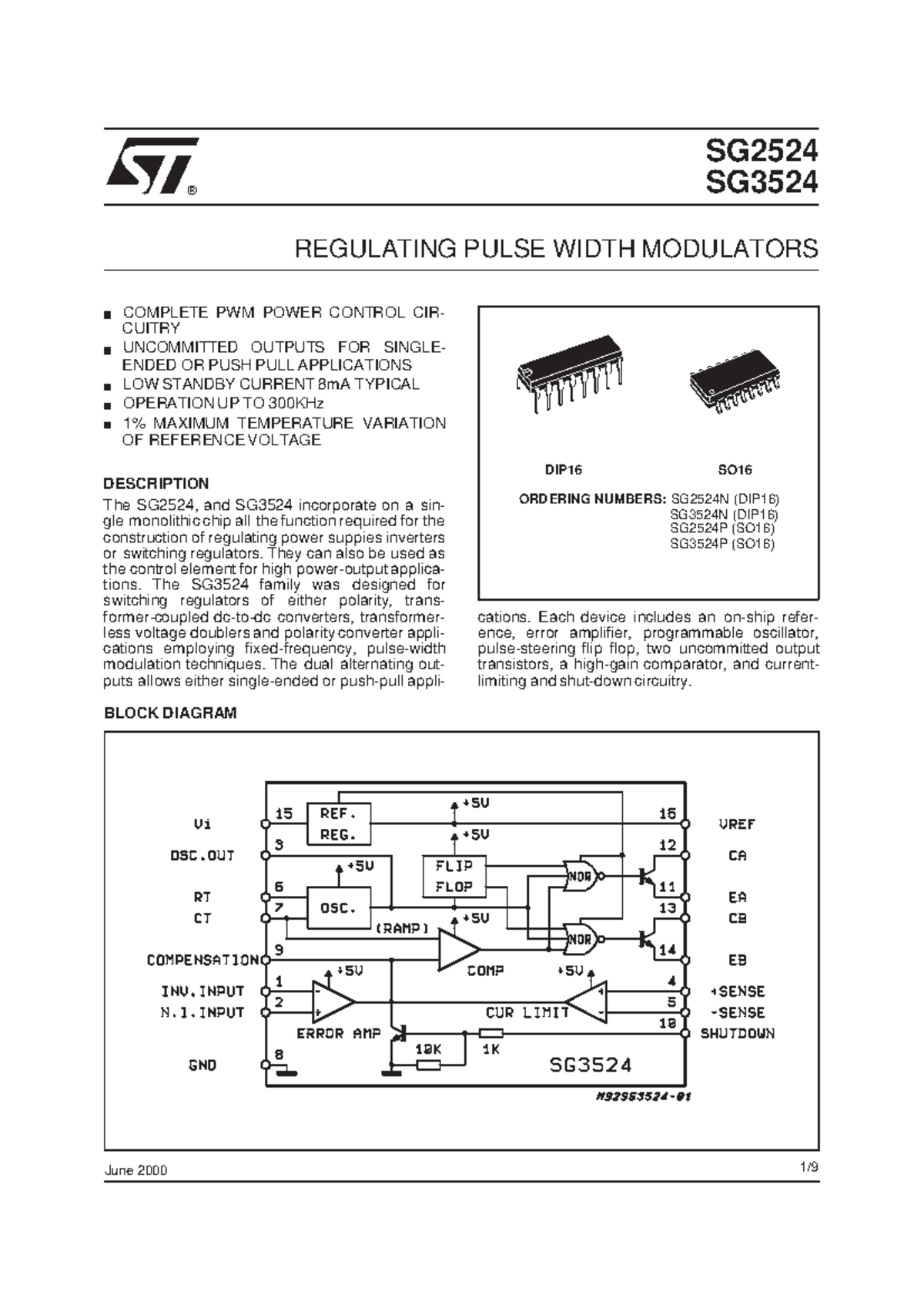 SG2524 - Datasheet - SG SG REGULATING PULSE WIDTH MODULATORS COMPLETE PWM POWER CONTROL CIR ...