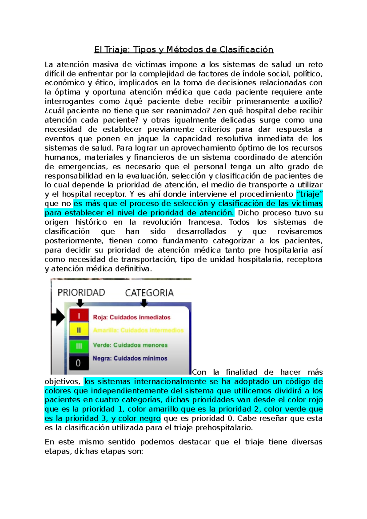 El Triaje (Tipos y Metodos de Clasificacion) - El Triaje: Tipos y ...