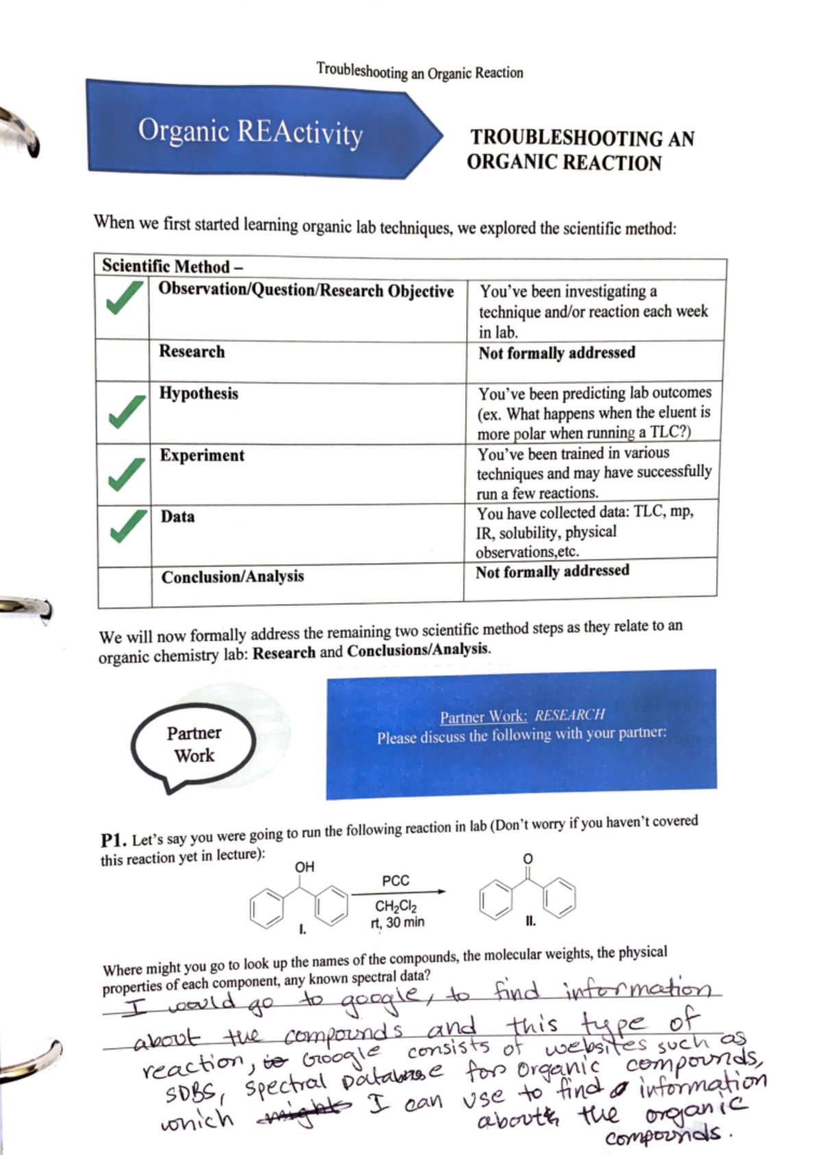 Chem lab 2 - Chem lab 2 - Troubleshooting an Organic Reaction Organic ...