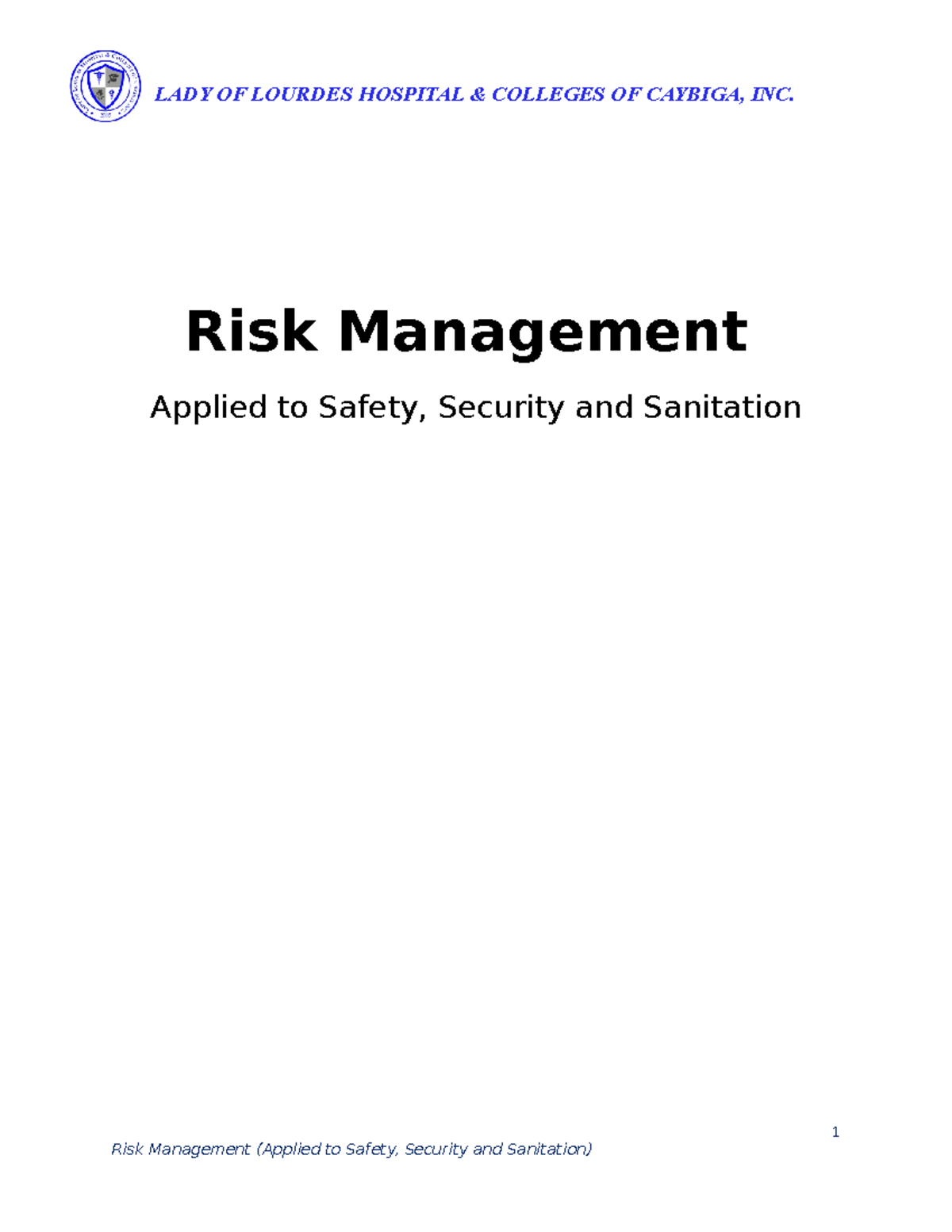 THC2-Risk Mangement - Risk Management Module -Lecture Notes for SY 2022 ...