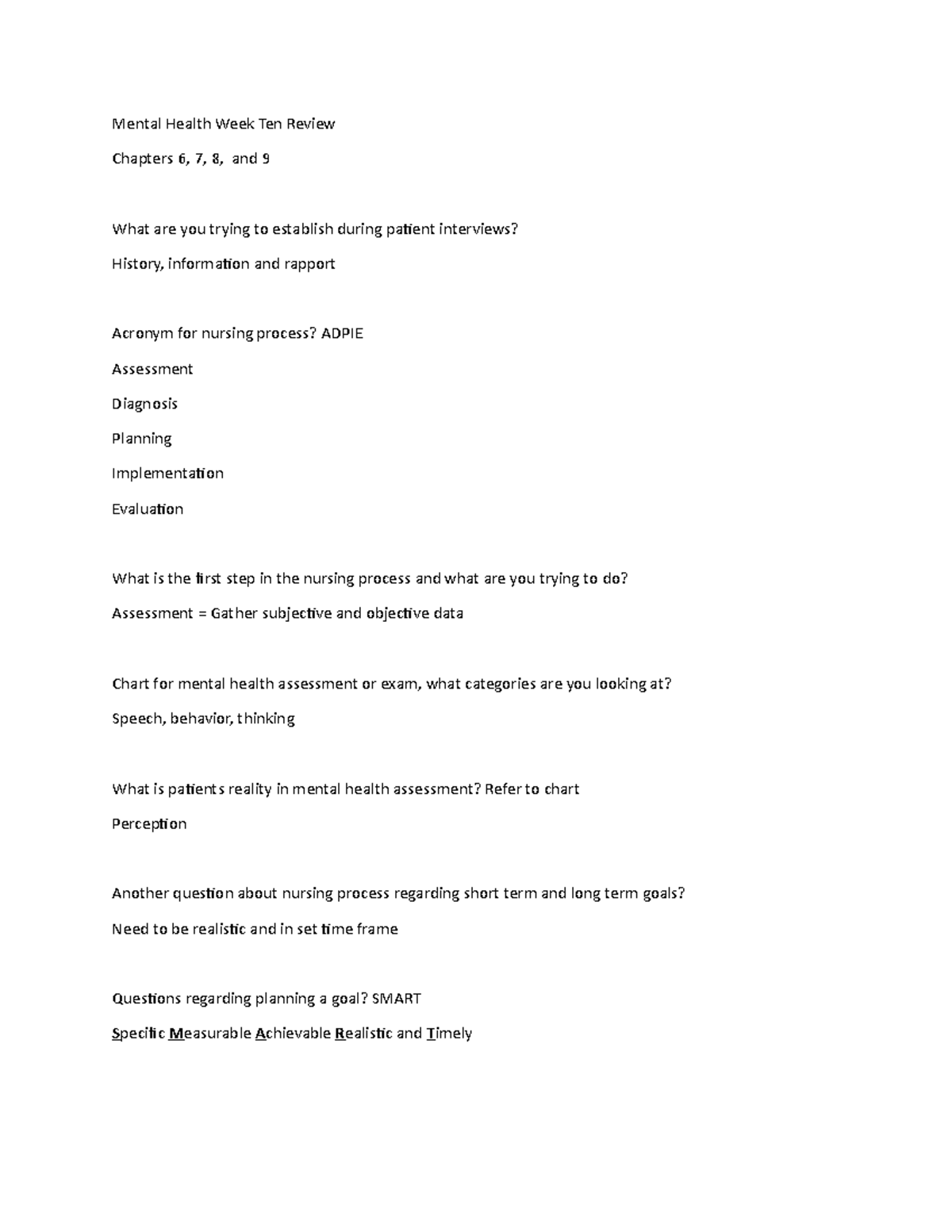 Mental Health Week Ten Review copy - Mental Health Week Ten Review ...