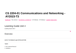 Learning Guide Unit 4 Reading Assignment - CS 2204-01 Communications ...