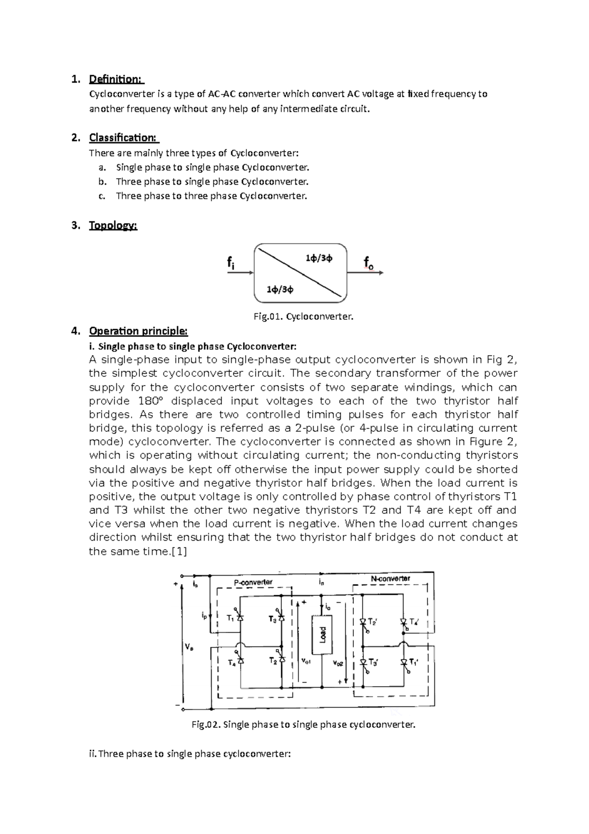 Cycloconverter and its all relevaent parts - 1. Definition ...