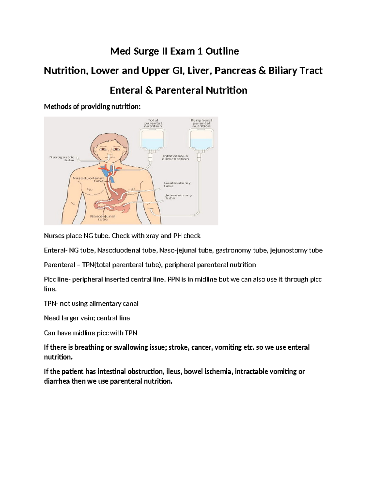 Med Surge II Exam 1 Outline - Med Surge II Exam 1 Outline Nutrition ...