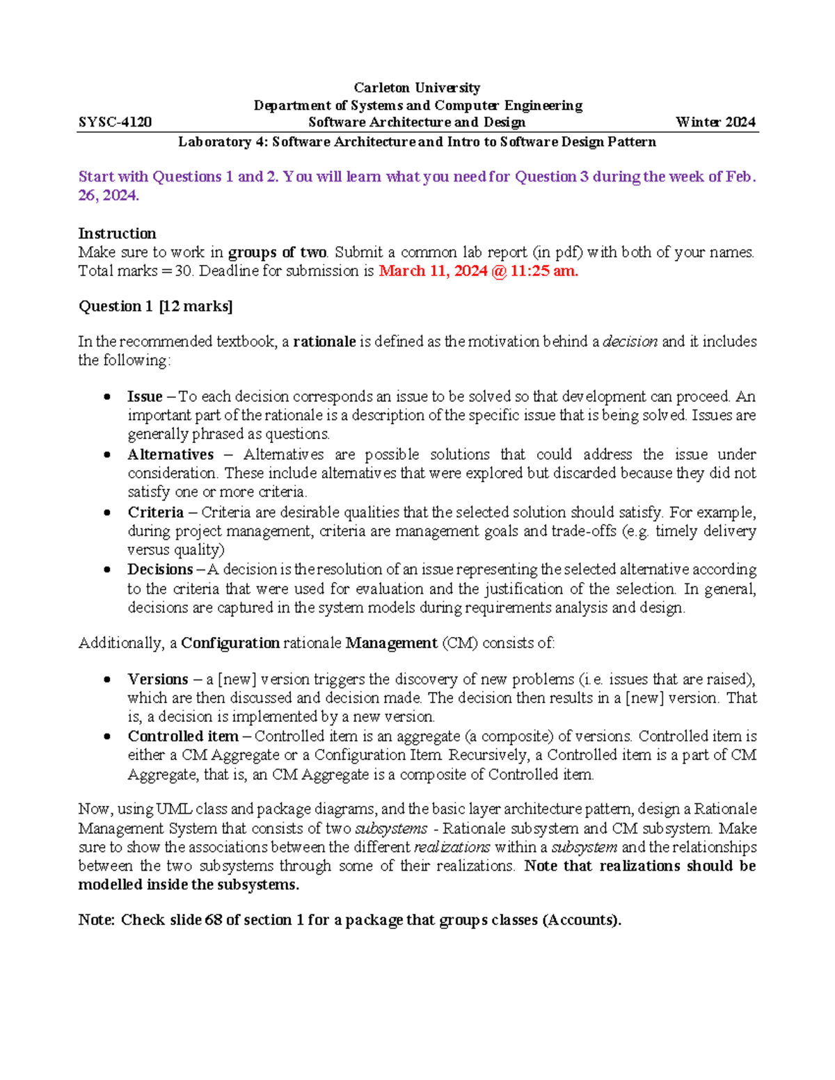 Sysc4120 W24 Lab4 Lab4 Carleton University Department Of Systems And Computer Engineering