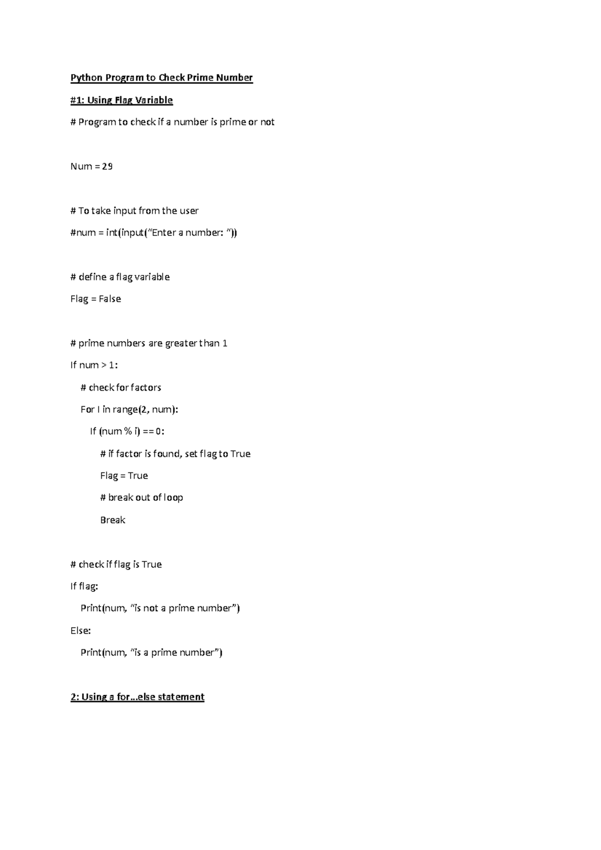 Python Program To Check Prime Number Statement Program To Check If