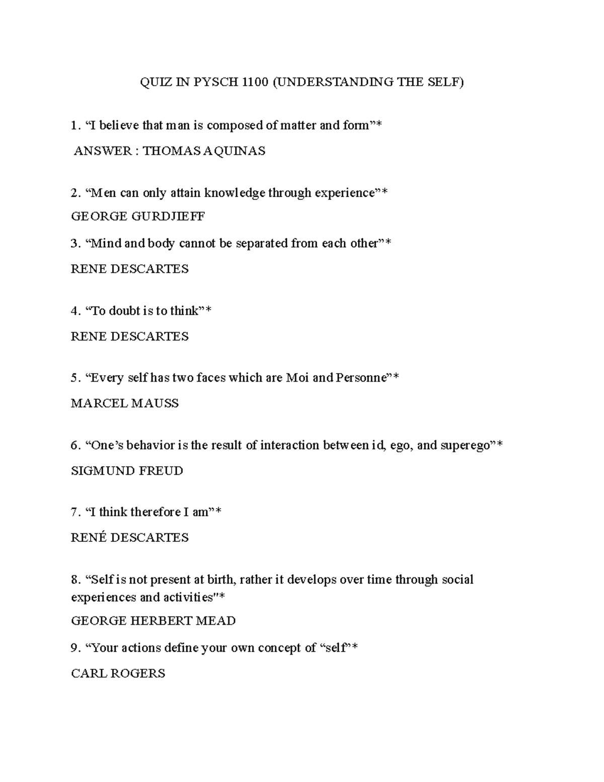 QUIZ IN Pysch 1100 - quiz about philosophers - QUIZ IN PYSCH 1100 ...