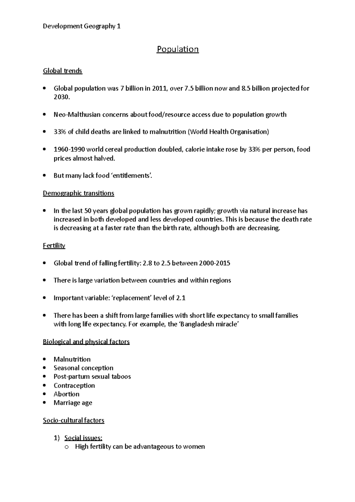 1 Development Geographies Population - Development Geography 1 ...