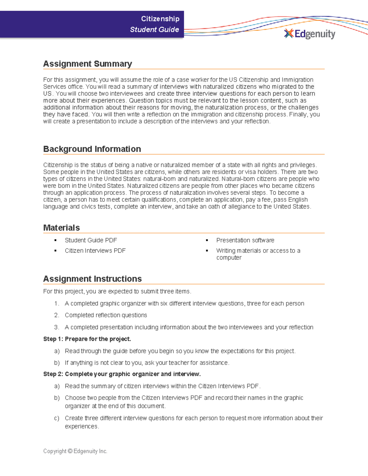Project - Citizenship - Student Guide - Citizenship Student Guide ...
