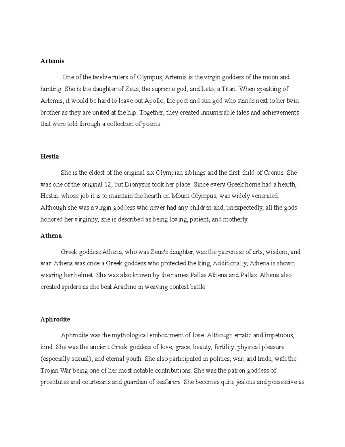 Greek gods - Good luck - Artemis One of the twelve rulers of Olympus ...