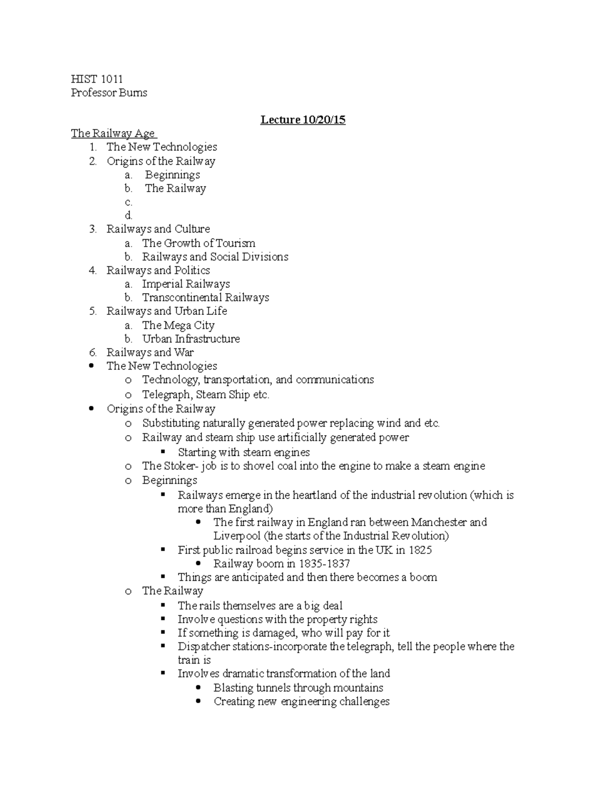 HIST 1011 Lecture 11 - HIST 1011 World History, 1500-Present Professor ...
