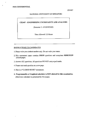 CE2407 A Tutorial Questions Set 4 - CE2407A – Tutorial Solutions Set ...
