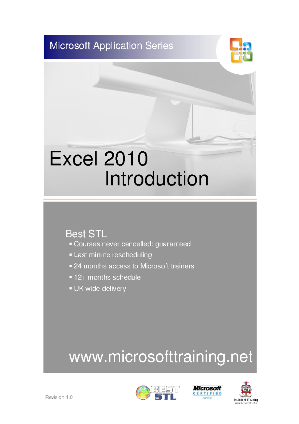 Excel 2010 Introduction Best STL Training Manual - Revision 1. Best STL ...