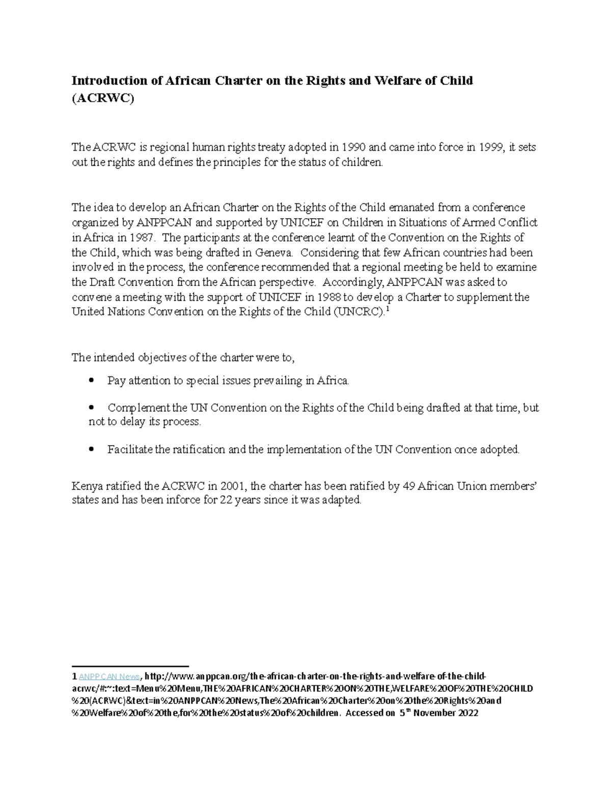 Acrwc - Introduction of African Charter on the Rights and Welfare of ...