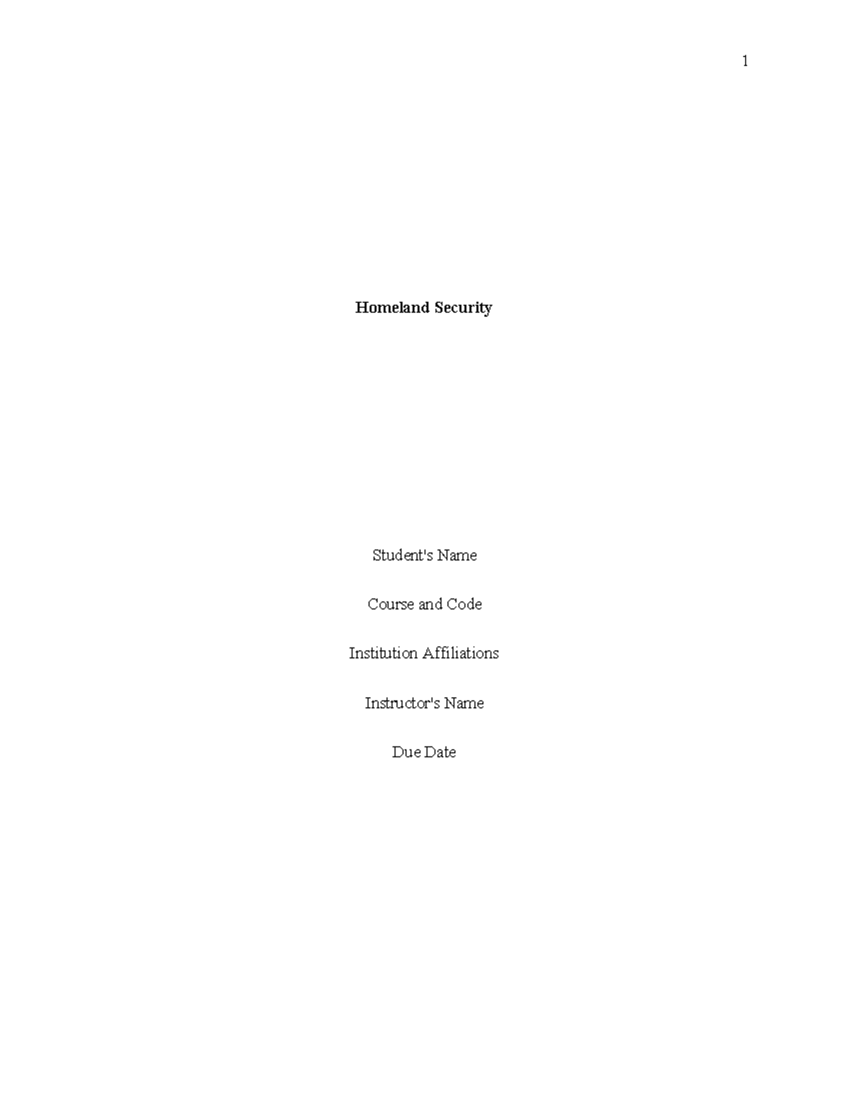 Homeland Security - This essay was submitted and approved by the ...