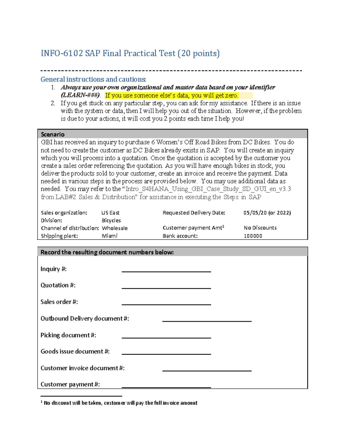 Final Practical Test SAP 6102 - If you use someone else’s data, you ...