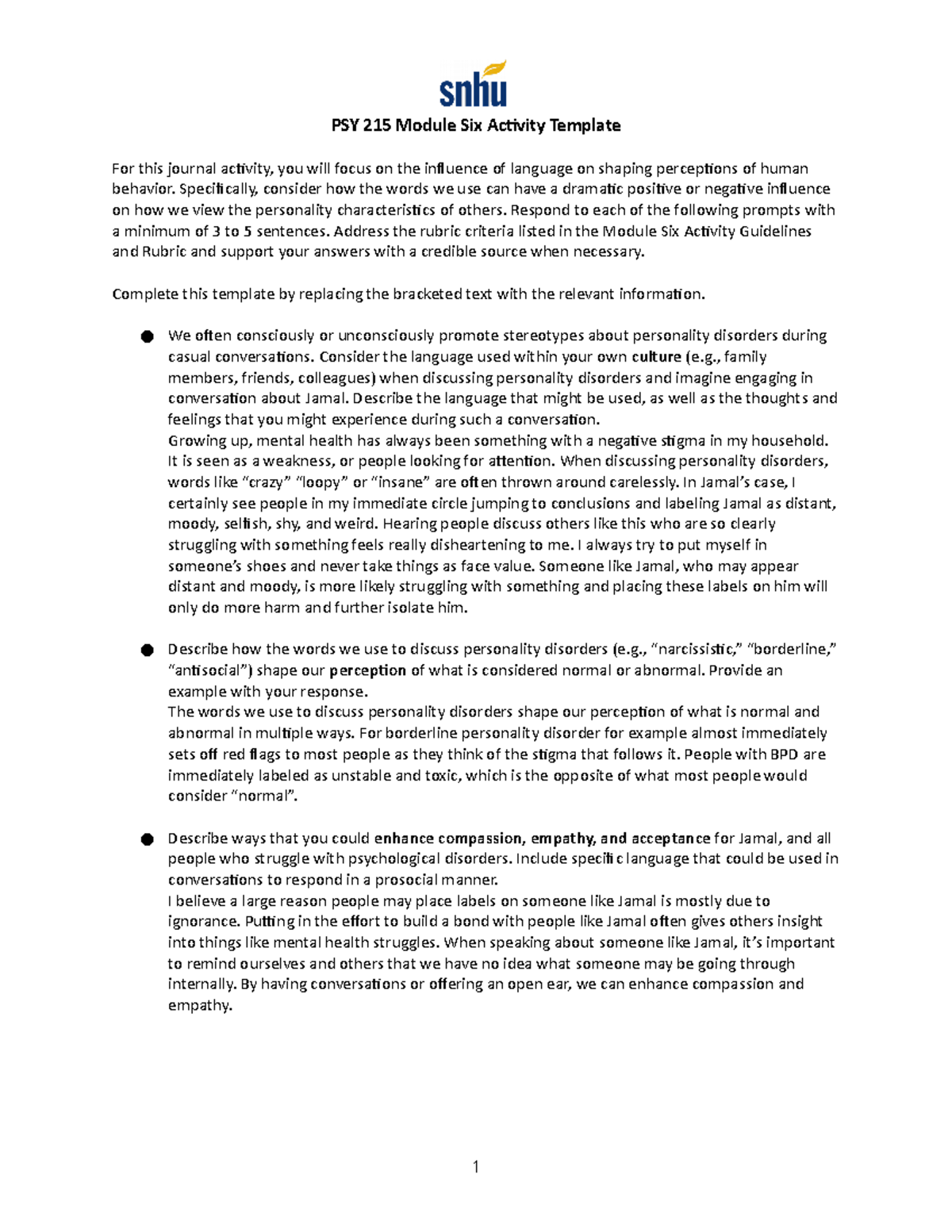 PSY 215 Module Six Activity - Specifically, consider how the words we ...