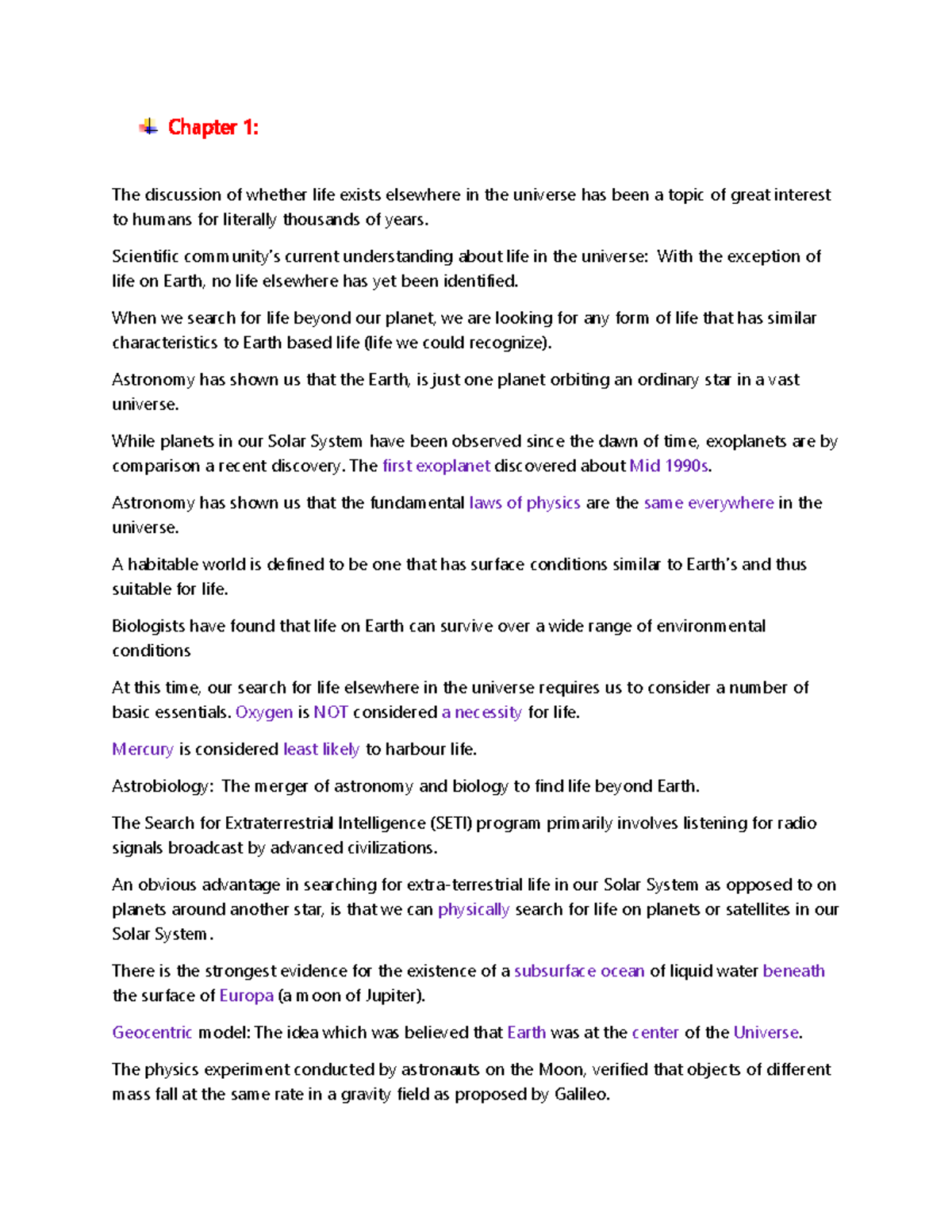 Summary Life Beyond Earth - Chapters 1-6 - Chapter 1 : The discussion ...