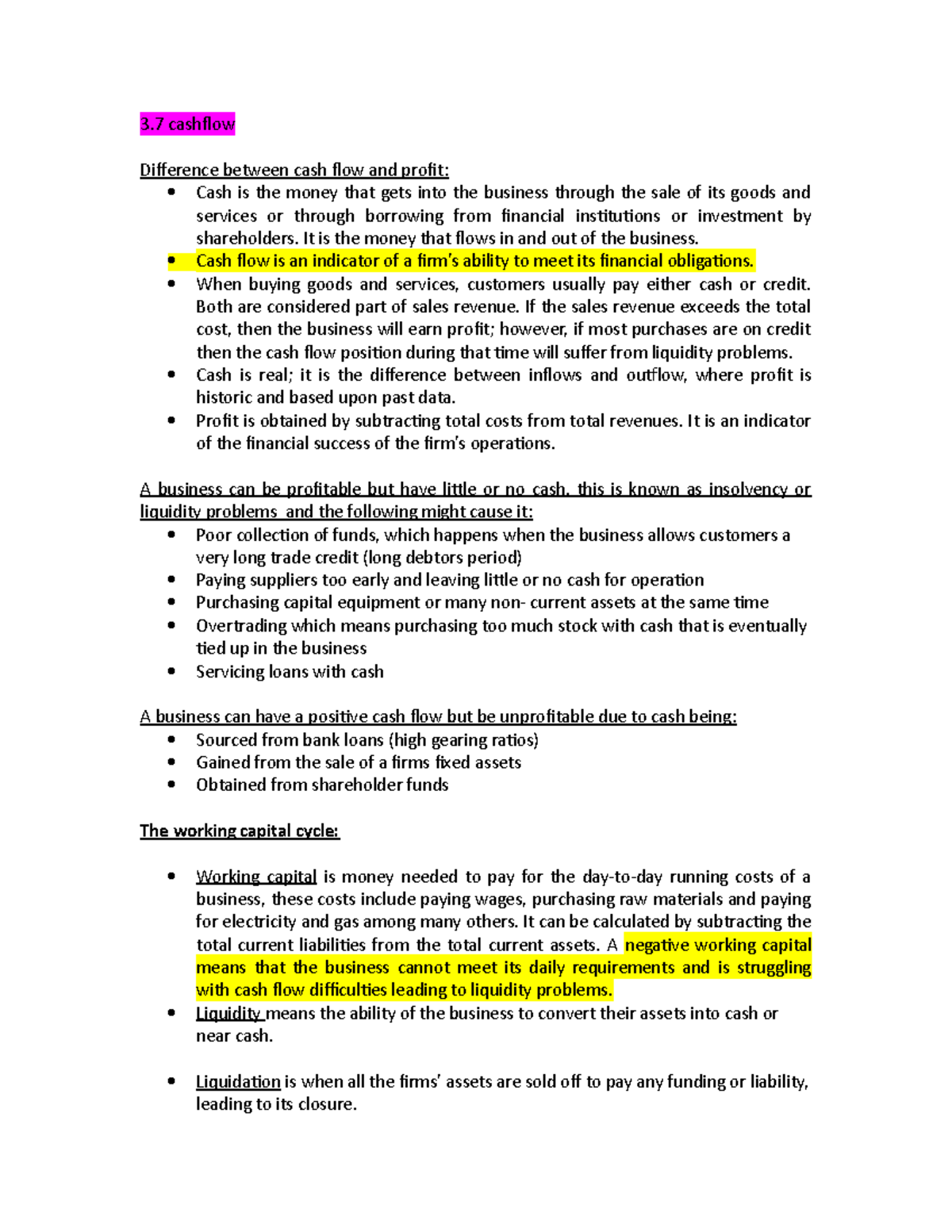 3.7 and 3.8 and 3 - IB business - 3 cashflow Difference between cash ...