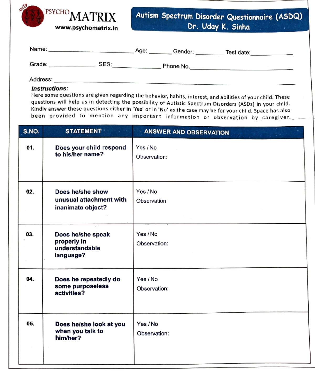 Autism - psychology practical help - PSYCHOMATRIX Autism Spectrum ...