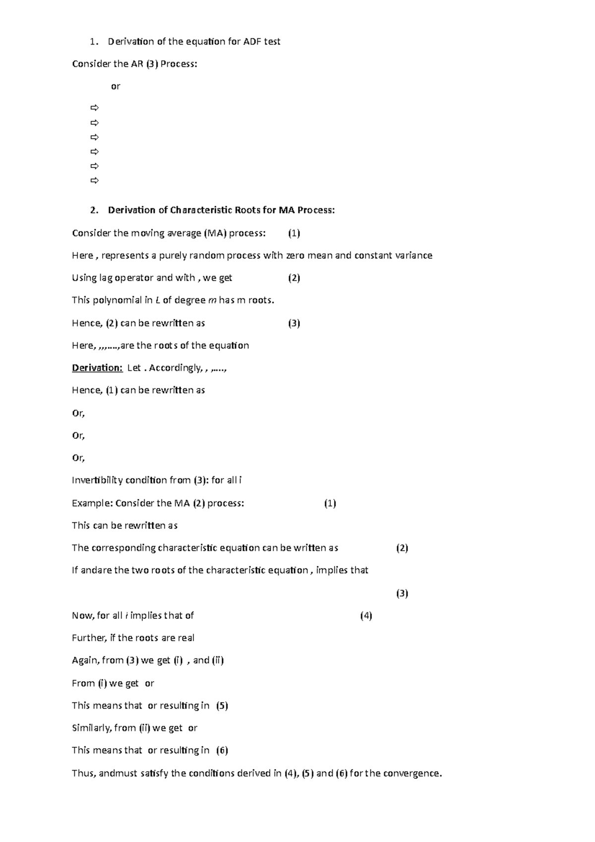 Time-Series Note - Lecture notes 9 - Derivation of the equation for ADF ...