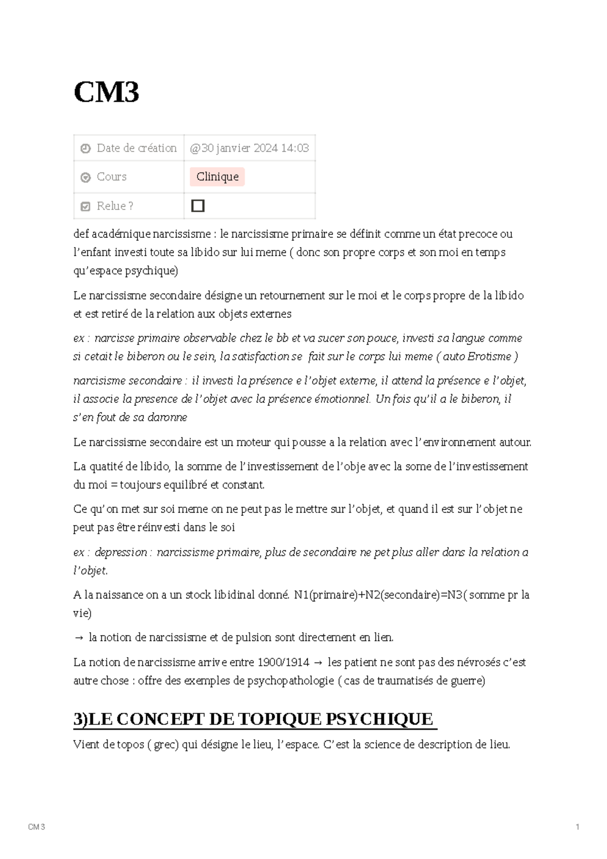 AC cm3 - CM Mr Claudon - CM3 1 CM Date de création Cours Clinique Relue ...