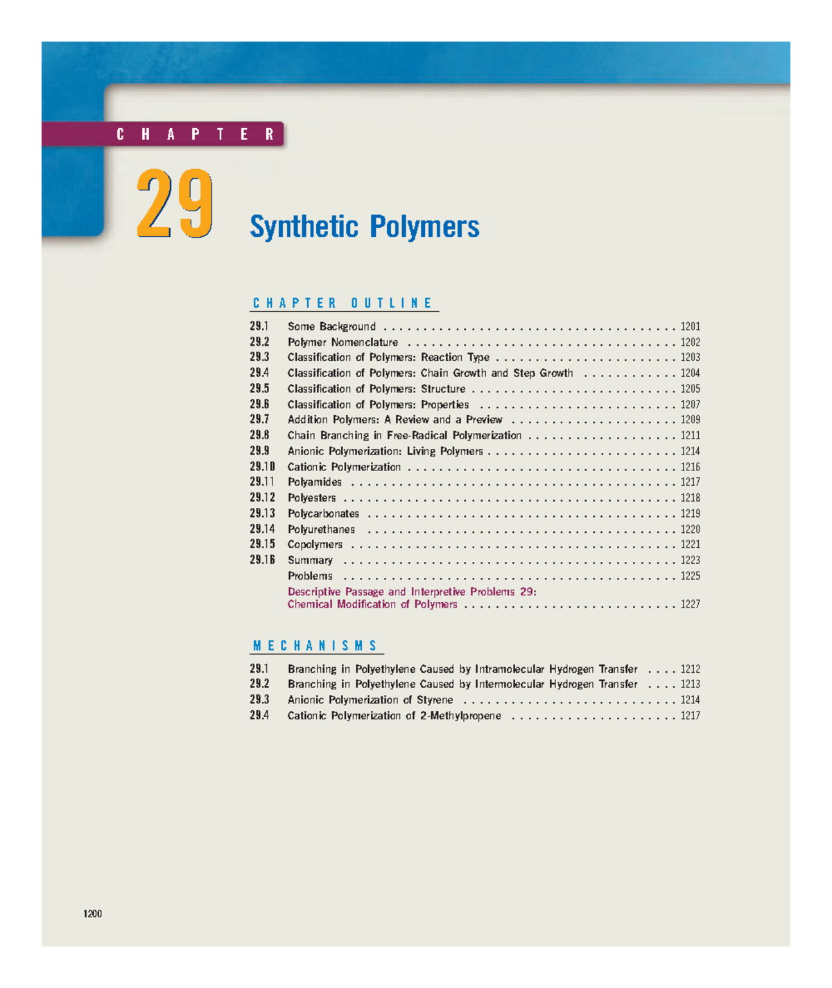 Polimeri Carey - for a project on polimers - C H A P T E R 29 Synthetic Polymers 29 Some ...