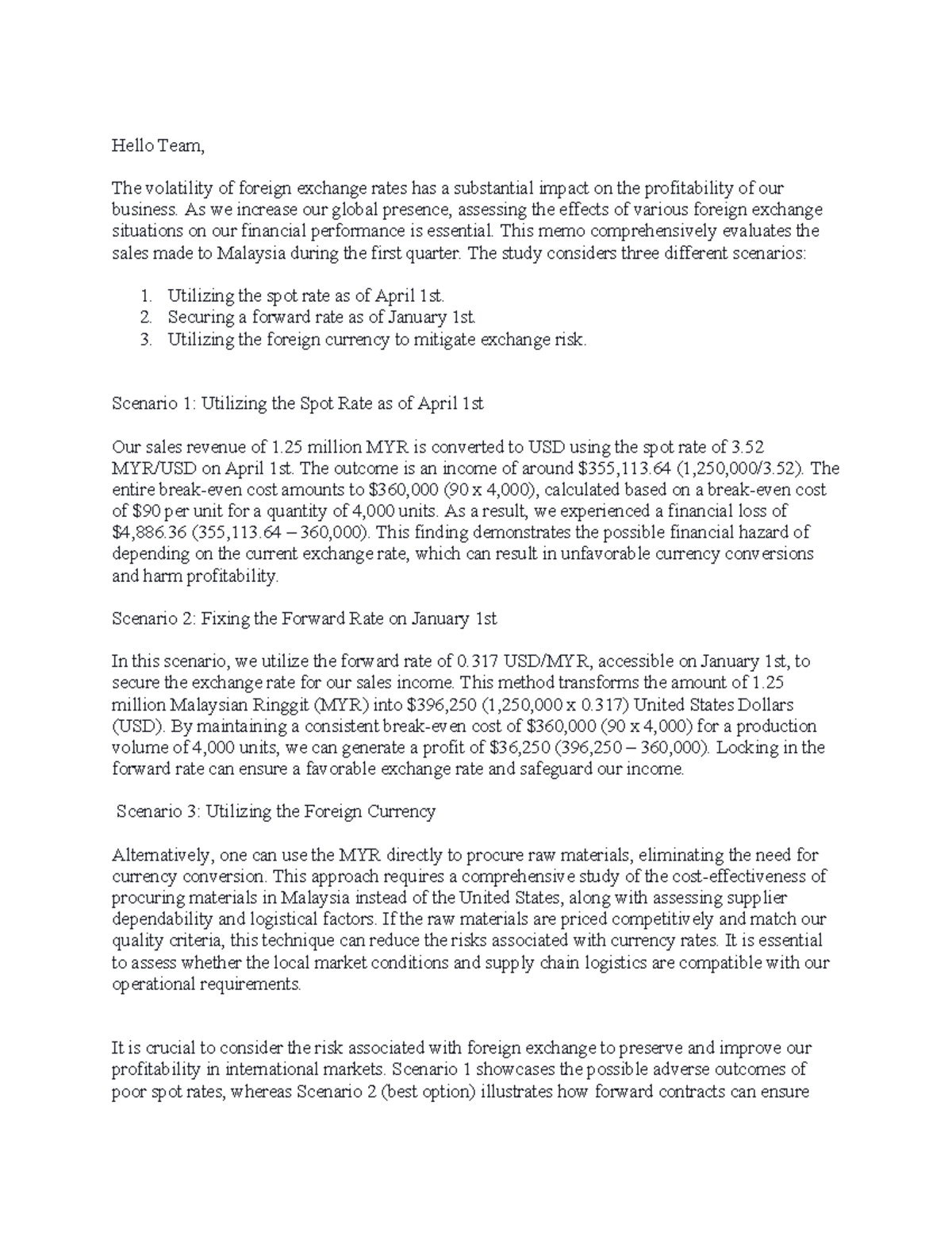Int 220 module 4 assignment - Hello Team, The volatility of foreign ...
