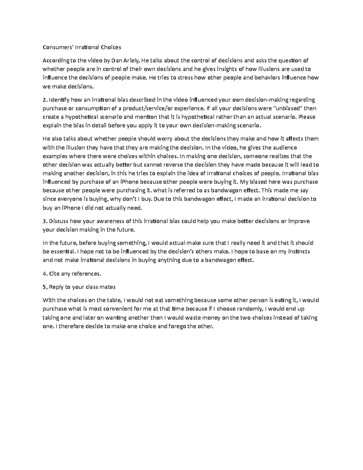 Consumers Irrational Choices - Consumers' Irrational Choices According ...