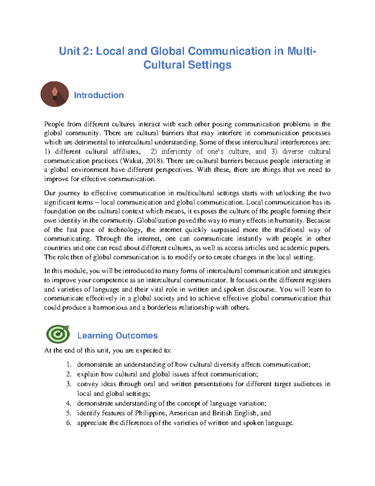 Unit 2 - notes - Unit 2: Local and Global Communication in Multi ...