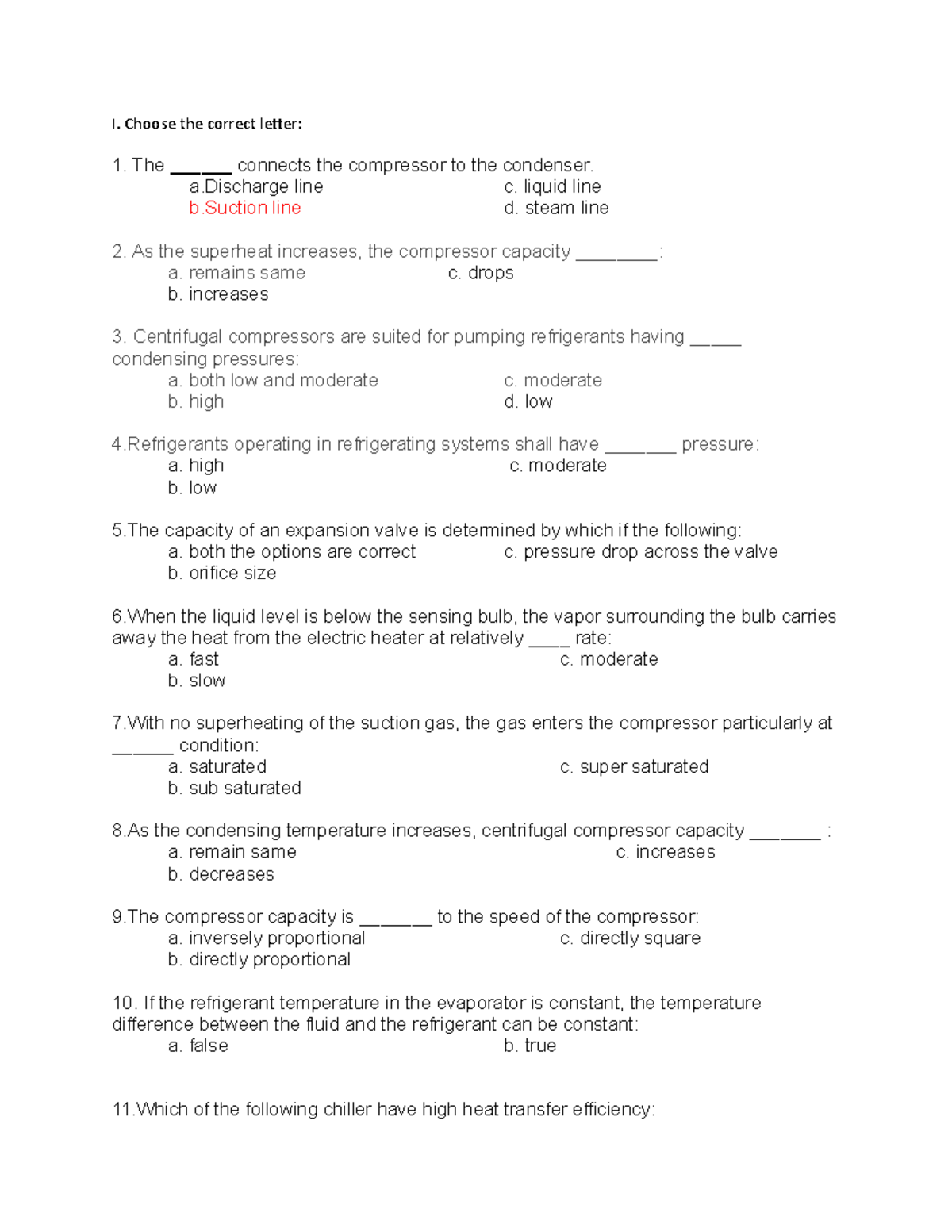 9 - Choose the correct letter - I. Choose the correct letter: The ...
