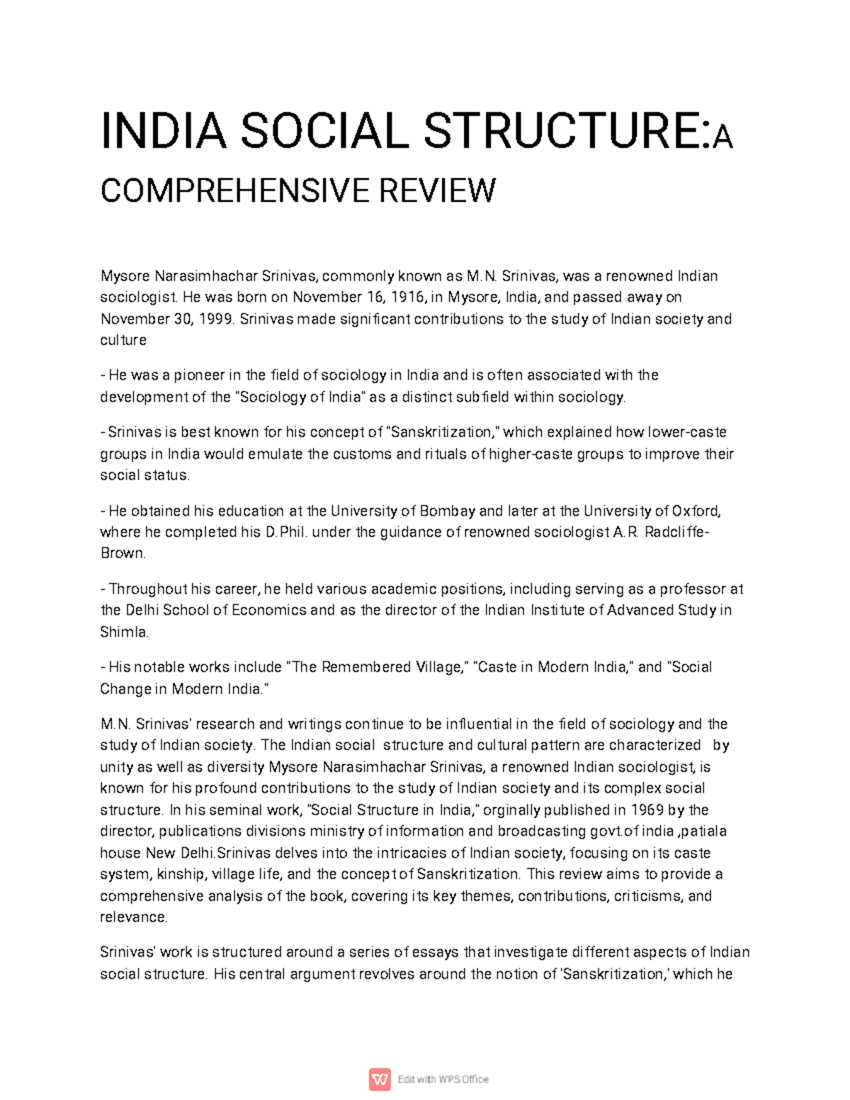 India Social Structure - INDIA SOCIAL STRUCTURE:A COMPREHENSIVE REVIEW ...