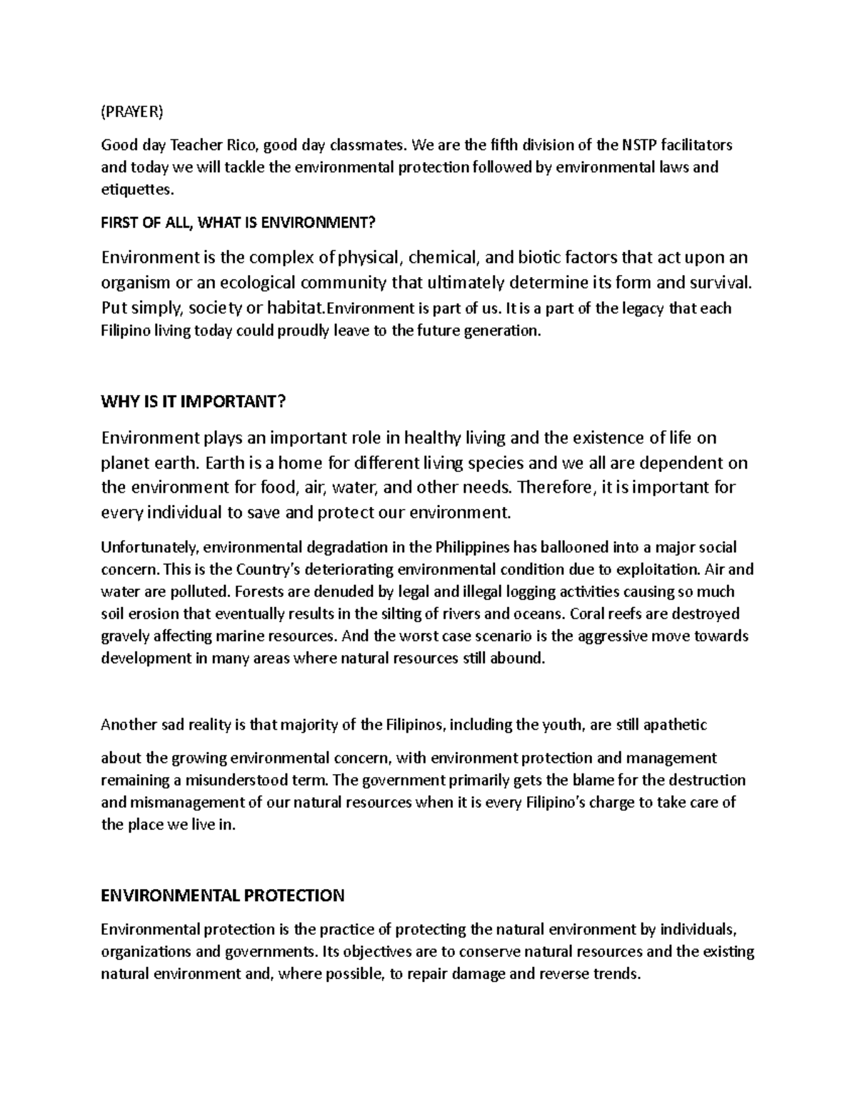 NSTP (cwts) Manuscript - Physical Education - PUP - Studocu