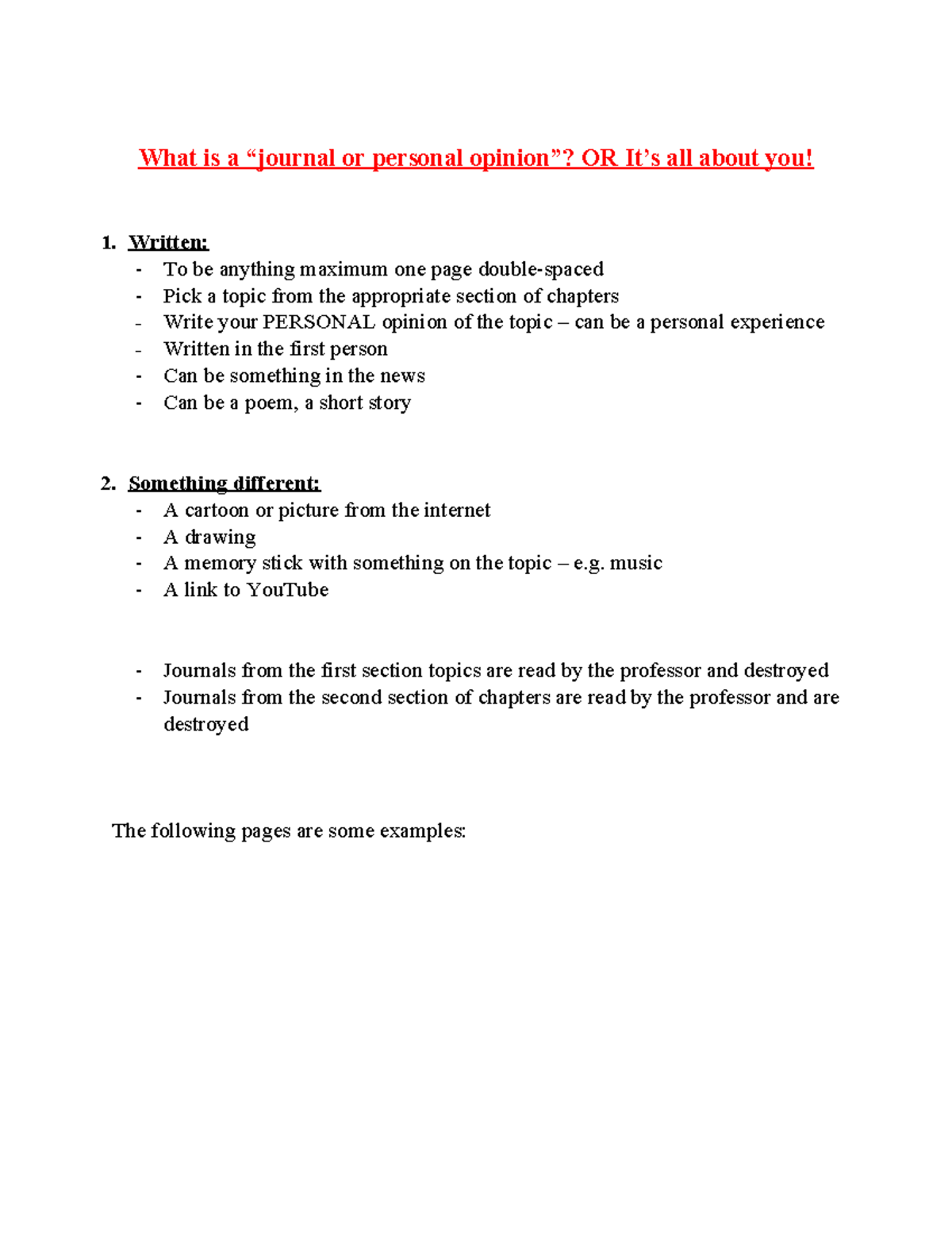 Journals - Journal notes - What is a “journal or personal opinion”? OR ...
