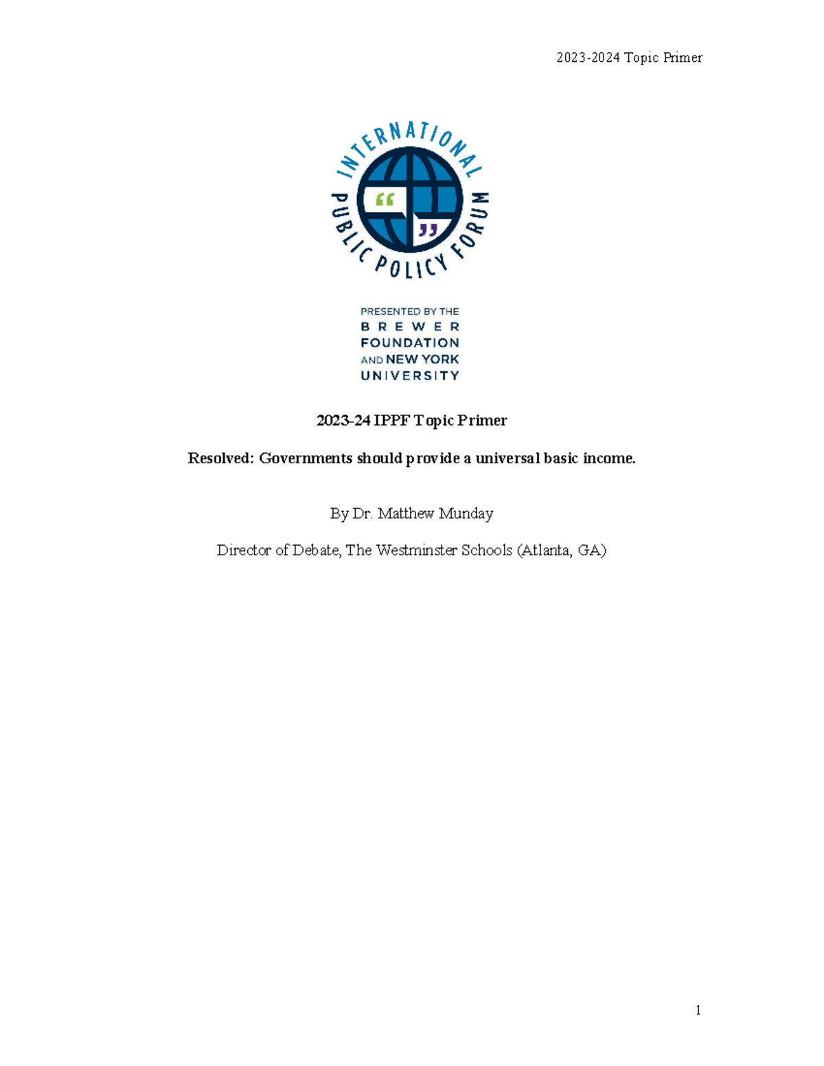 2023-24 IPPF Topic Primer-12 - 2023-24 IPPF Topic Primer Resolved ...