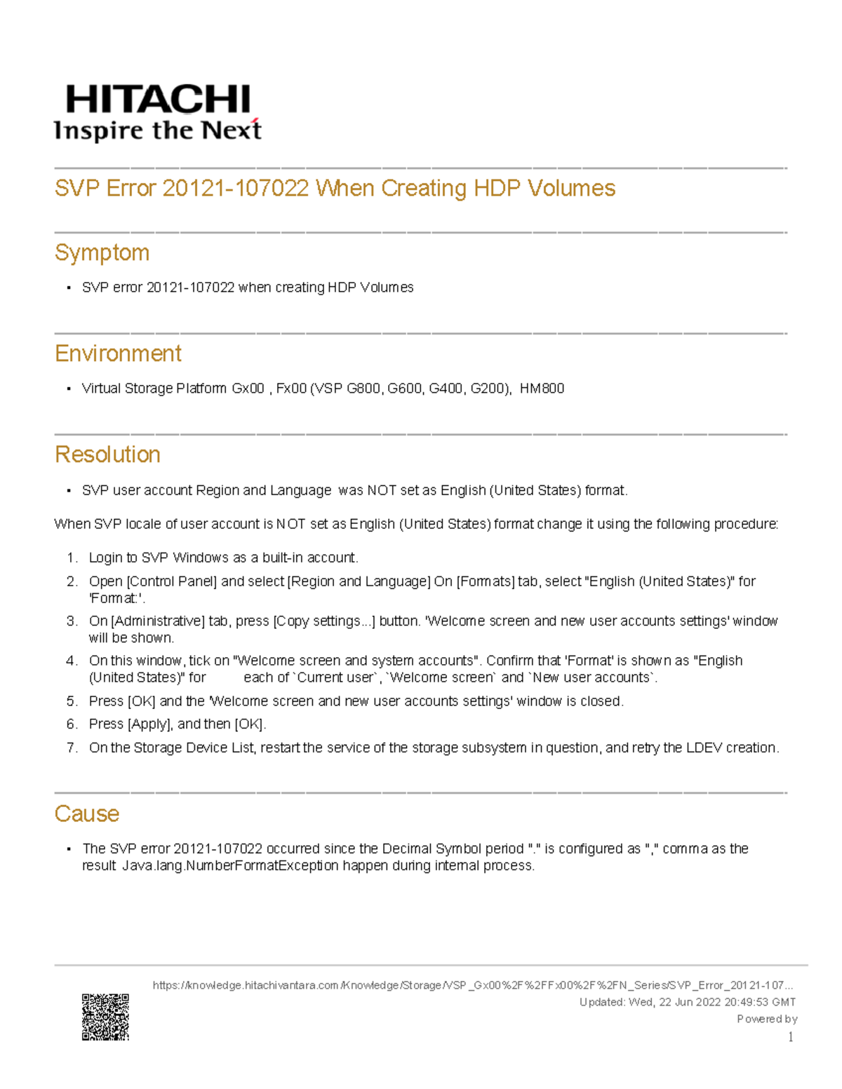 SVP Error 2012 1-107022 When Creating HDP Volumes - SVP Error 20121 ...