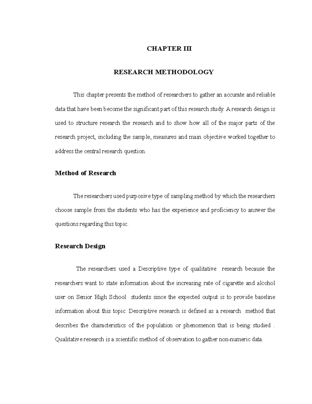 Chapter III - Research - CHAPTER III RESEARCH METHODOLOGY This chapter ...