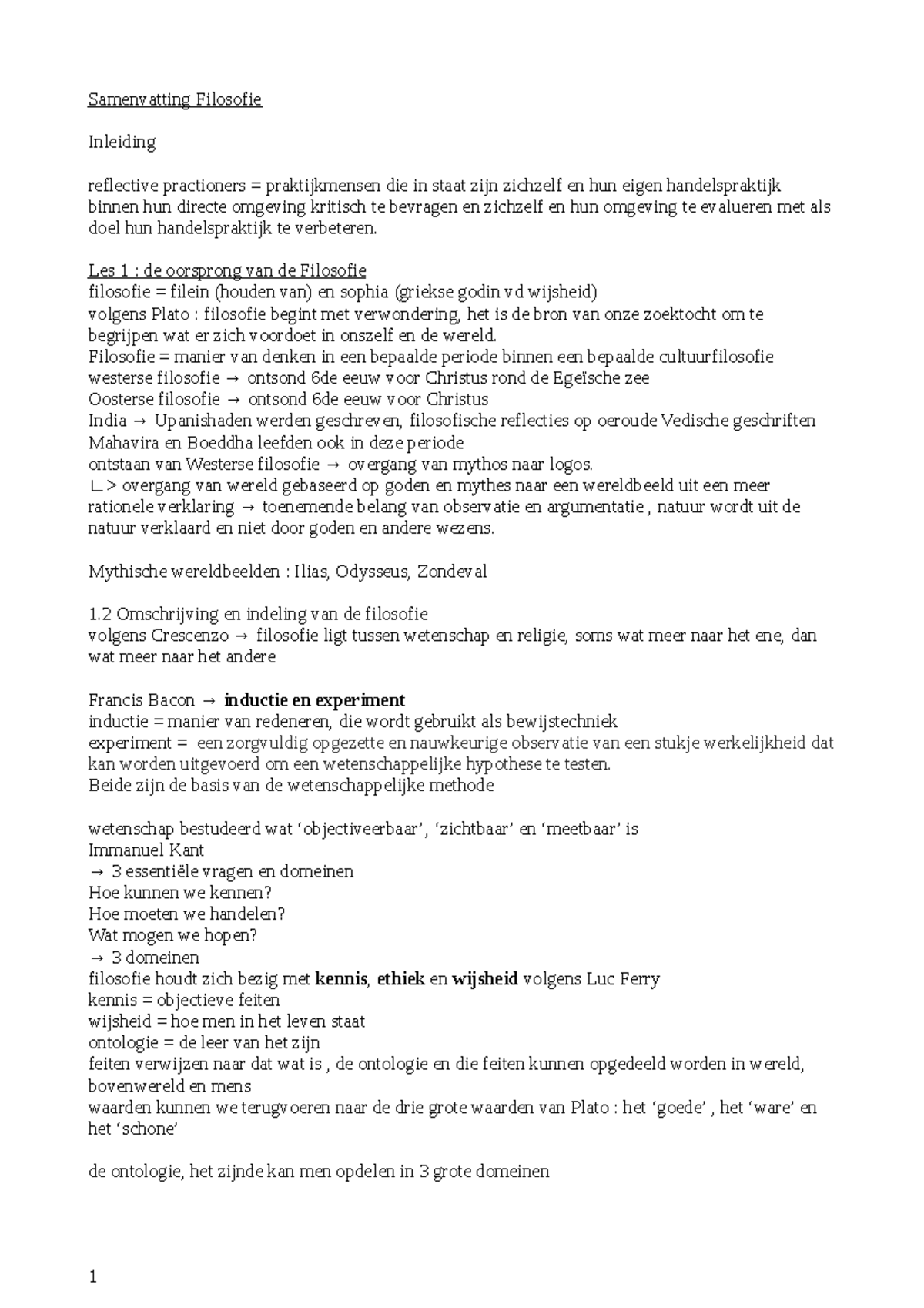 Samenvatting Filosofie HOGENT - Samenvatting Filosofie Inleiding reflective practioners = - Studocu