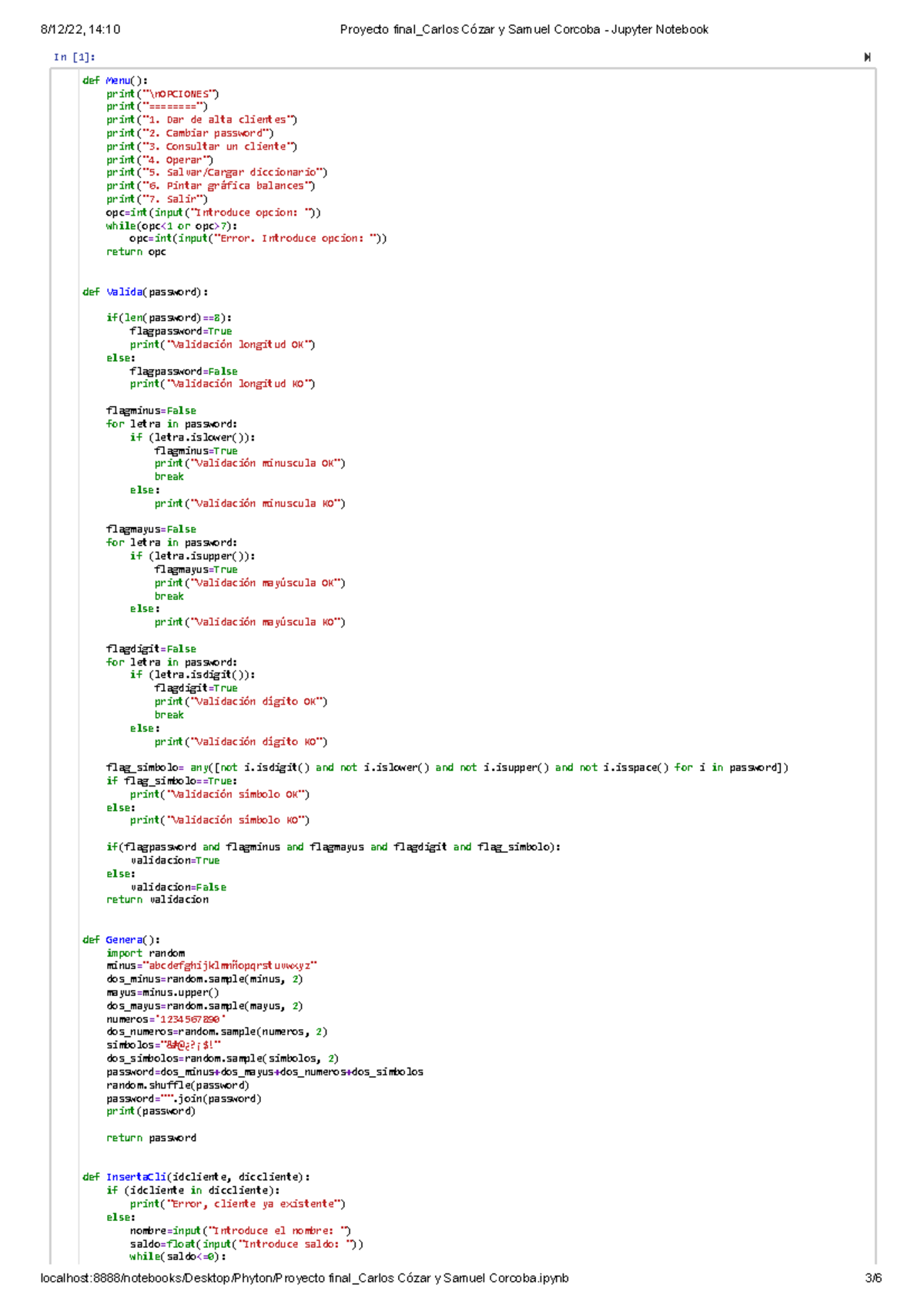 Proyecto final - Jupyter Notebook - In [1]: def Menu(): print ...