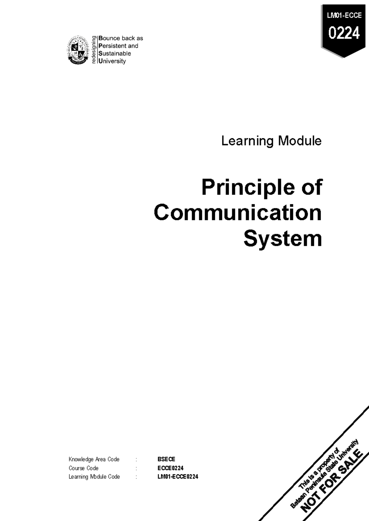 Learning Module 01 Cp1 0224 Learning Module Principle Of Communication System Knowledge Area