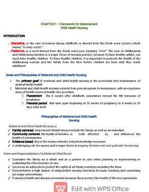 Maternal 1-4 - MCHN LESSON 1 TO 4 - CHAPTER 1 – Framework for Maternal ...