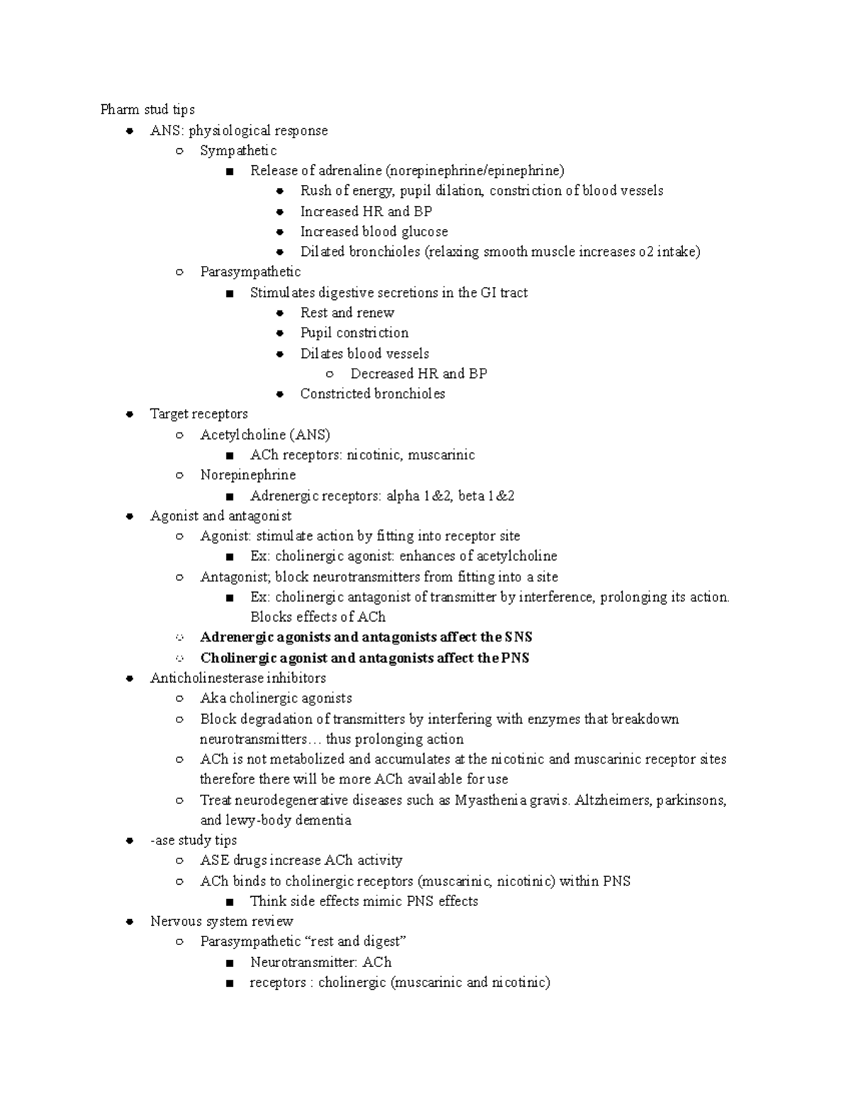 Pharm stud tips - lecture notes from information on exam 1 and textbook ...