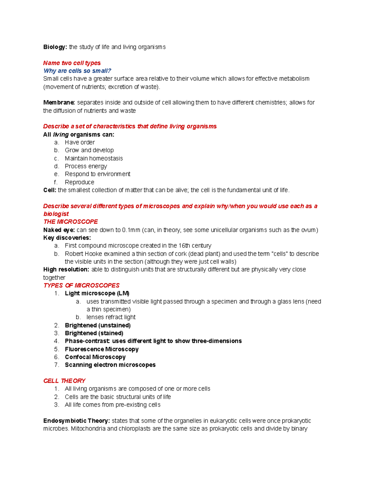 BIO 1140 Final Notes - Biology: the study of life and living organisms ...