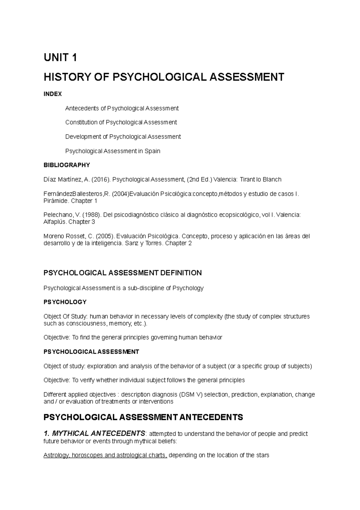 UNIT 1. Psych Assessment-2 - UNIT 1 HISTORY OF PSYCHOLOGICAL ASSESSMENT ...