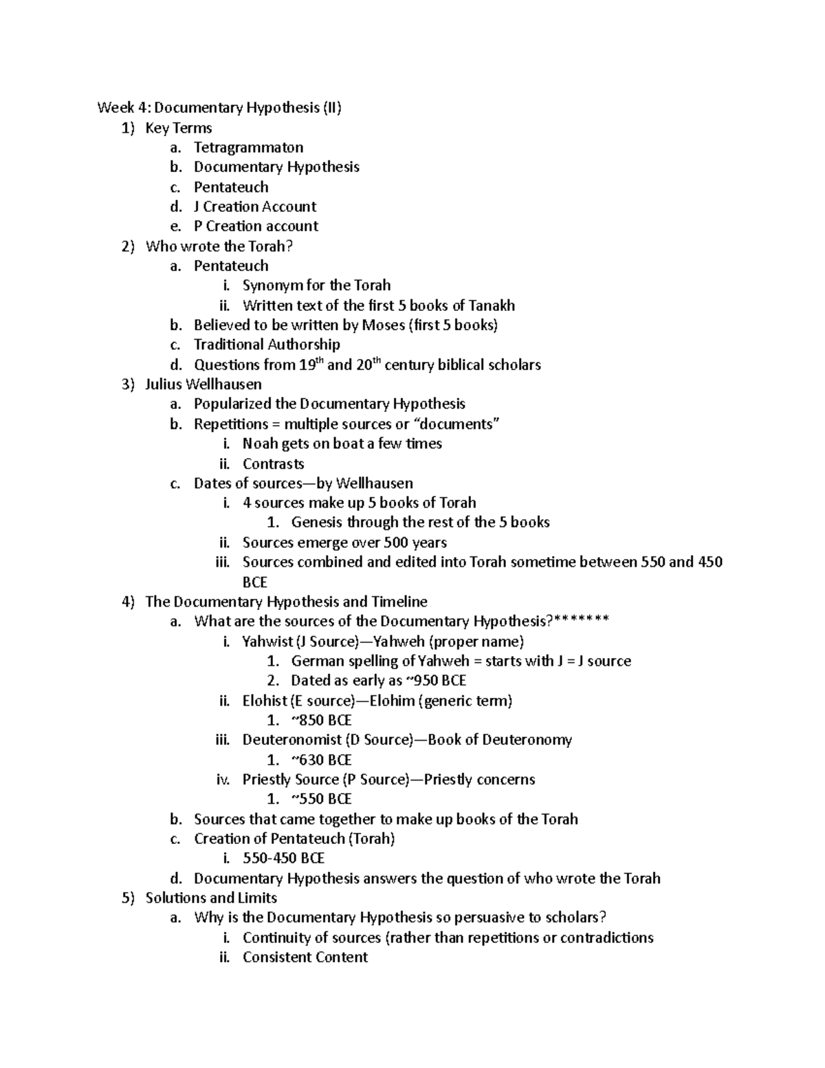 Week 4 - Week 4 Lecture Notes - Week 4: Documentary Hypothesis (II) 1 ... Week 4 - Week 4 Lecture Notes - Week 4: Documentary Hypothesis (II) 1 ...