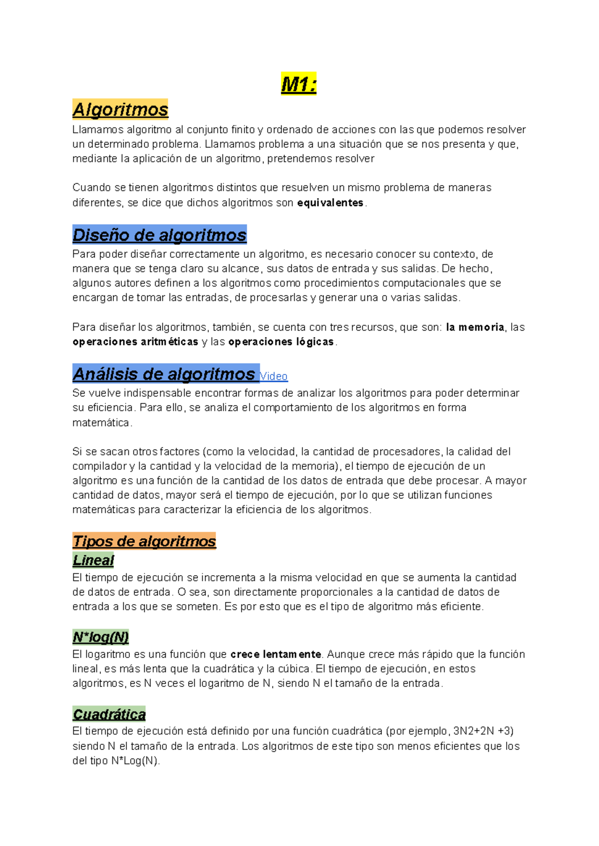 Algoritmo y Estructuras de datos 1 - M1: Algoritmos Llamamos algoritmo ...