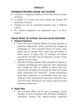 DRR 1-2 - DRRR - MODULE 1 DISASTER o a sudden, calamitous occurrence ...